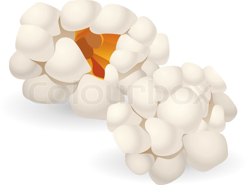 Two single pieces of isolated popcorn ... | Stock vector | Colourbox