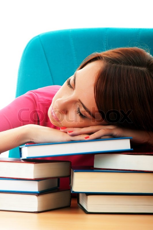 Junge Studentin mit vielen studieren ... | Stock Bild | Colourbox