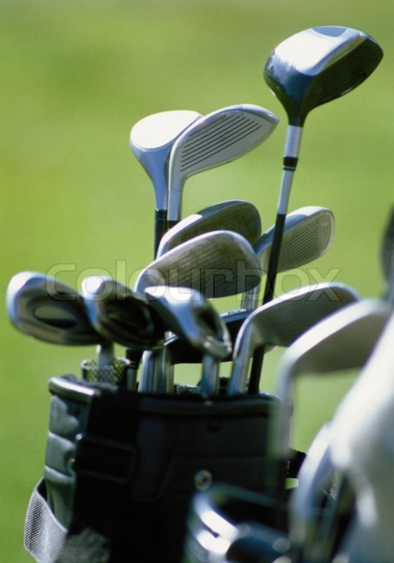 A set up new golf clubs on a beautiful ... | Stock image | Colourbox
