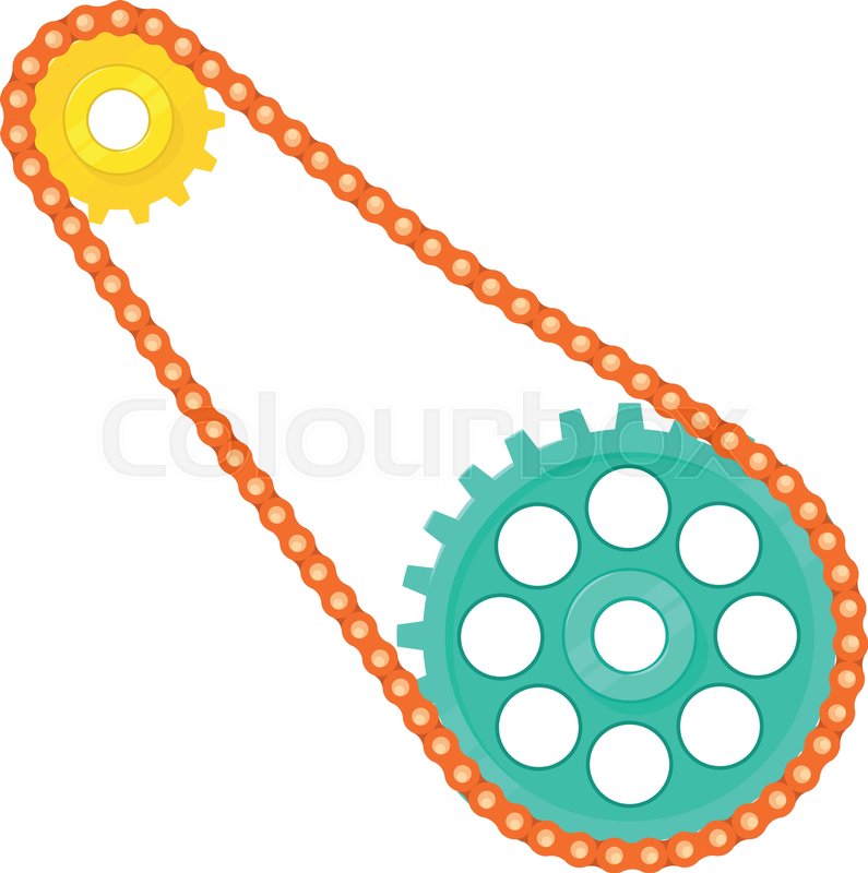 Chain with cogwheels icon. Cartoon ... | Stock vector | Colourbox