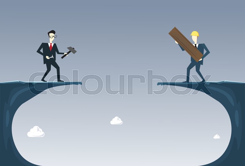 Business People Building Bridge Over ... | Stock vector | Colourbox