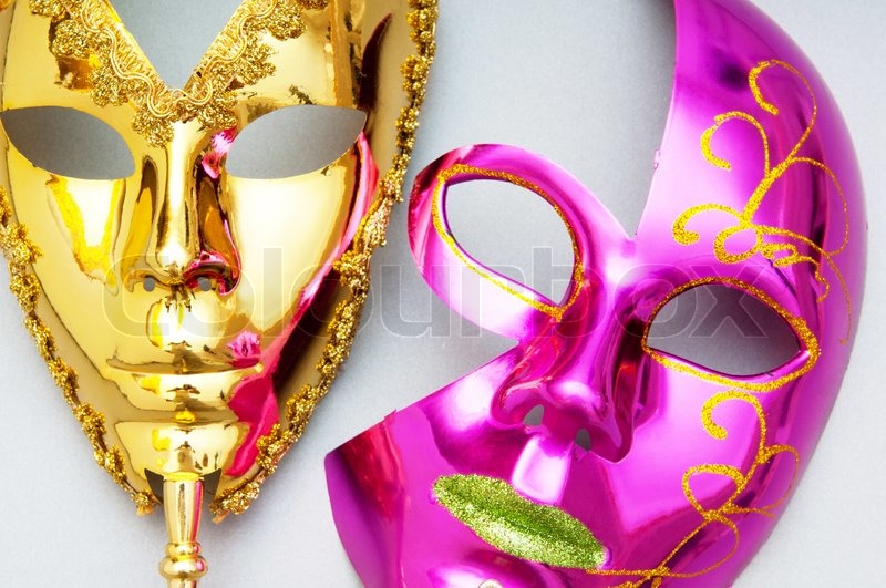 Ornate masks isolated on the white ... | Stock image | Colourbox