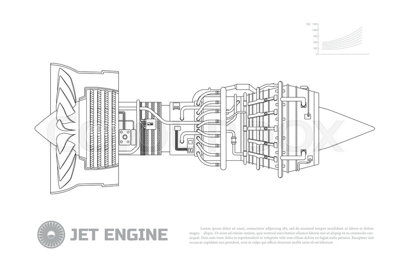 Jet engine of aircraft. Part of the ... | Stock Vector | Colourbox