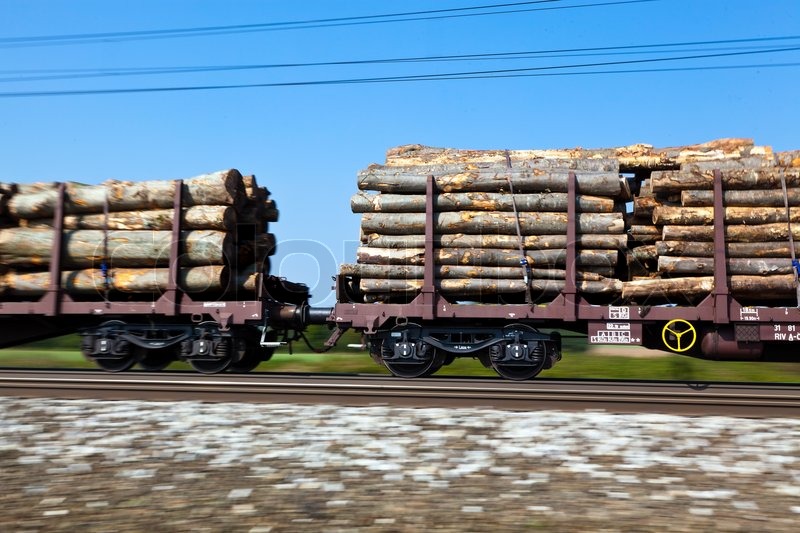 The wagons of a goods train on railroad ... | Stock image | Colourbox