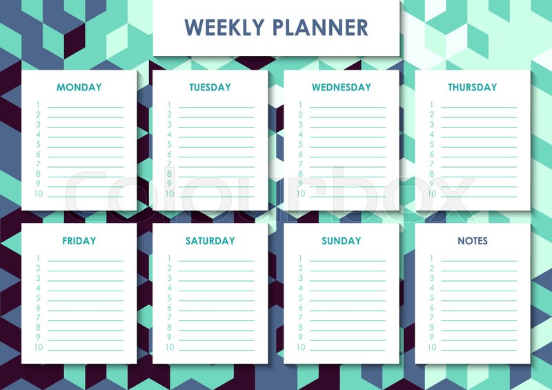 Weekly planner for students, school ... | Stock vector | Colourbox