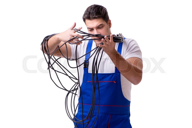 Man doing electrical repairs | Stock image | Colourbox