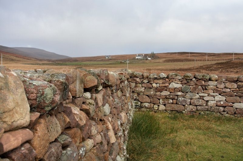 Scottish stone wall in rural ambiance | Stock image | Colourbox