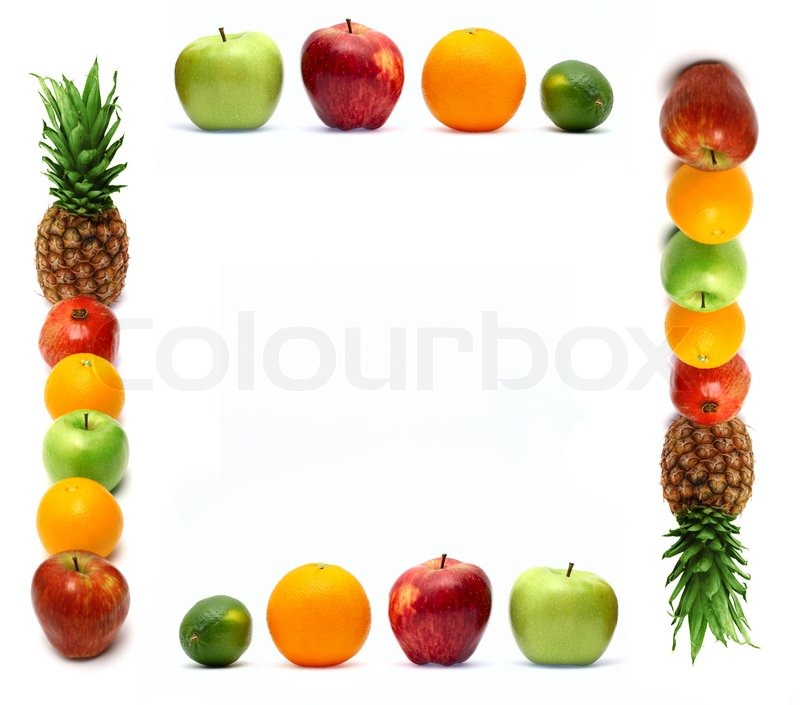 Frame made of fresh fruit, white ... | Stock image | Colourbox