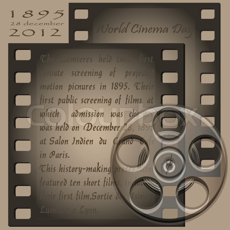 With text and film reel film projector ... | Stock vector | Colourbox