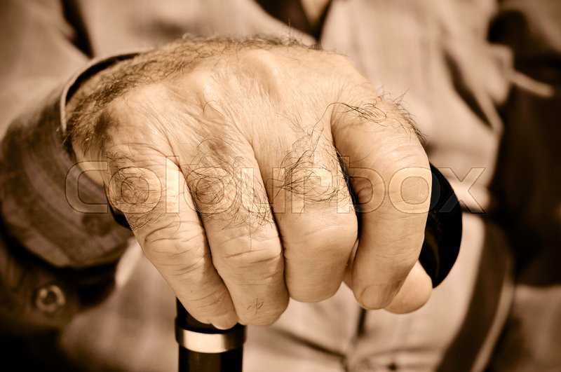 Closeup of the hand of an old man with ... | Stock image | Colourbox