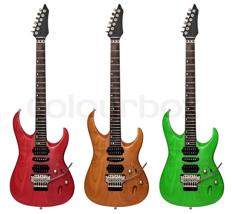 Elektrische Gitarren isoliert auf ... | Stock Bild | Colourbox
