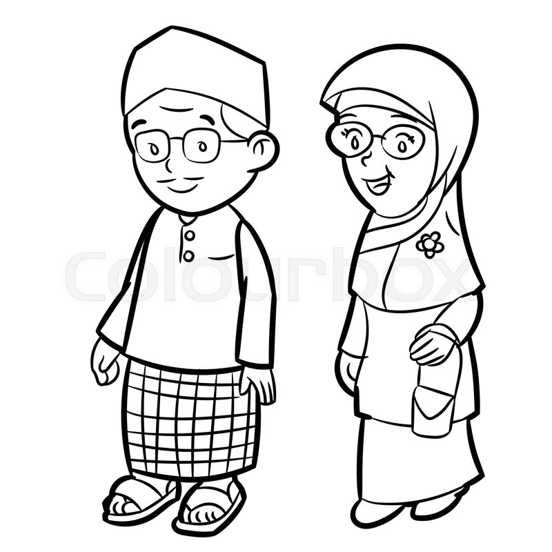 Hand drawn sketch of Adult Malay ... | Stock vector | Colourbox