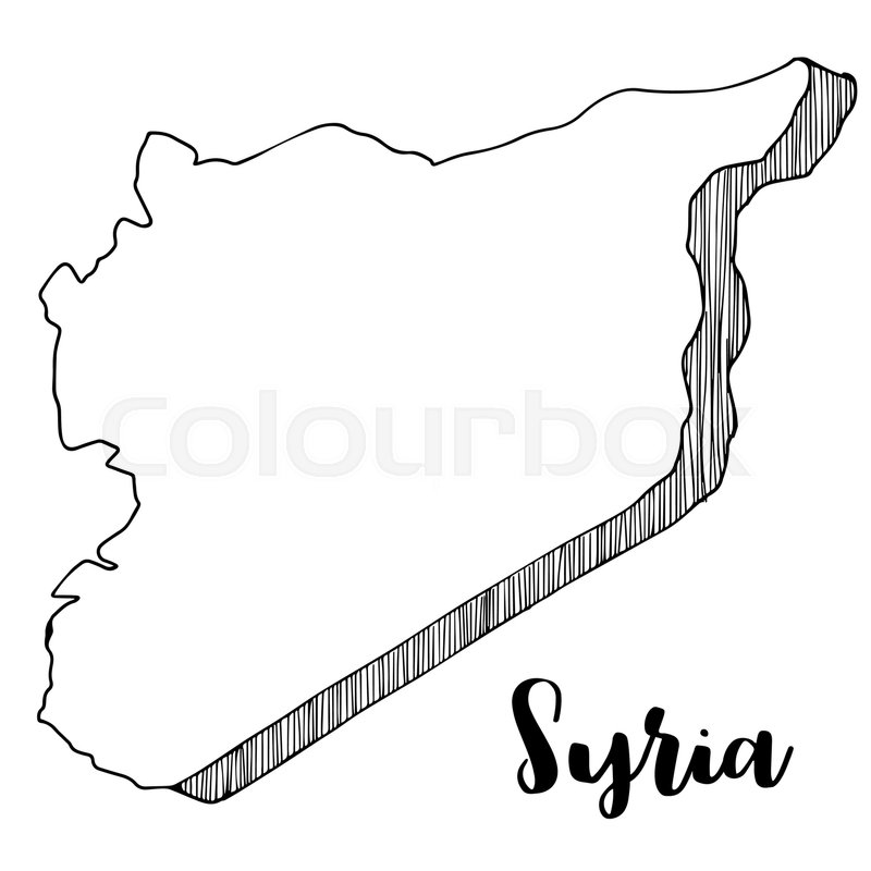 Hand drawn of Syria map, vector ... | Stock vector | Colourbox