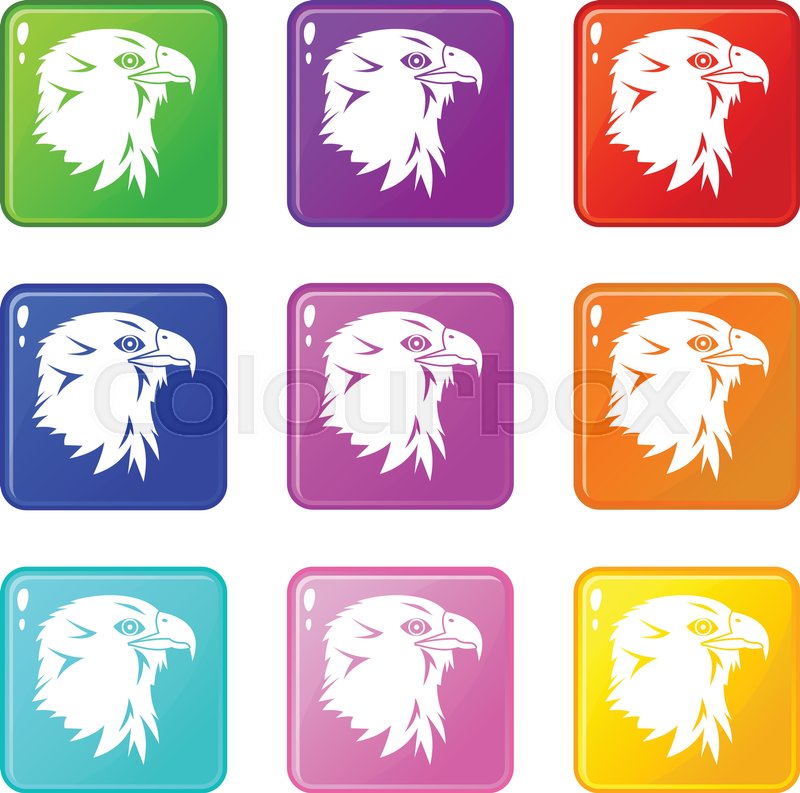 Eagle icons of 9 color set isolated ... | Stock vector | Colourbox