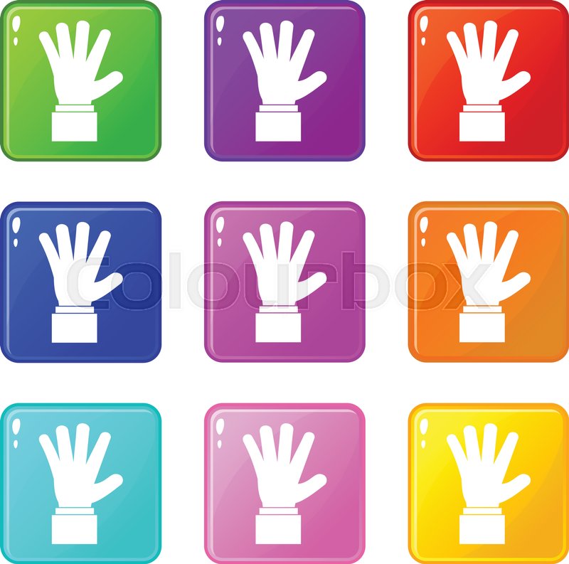 Hand showing five fingers icons of 9 ... | Stock vector | Colourbox