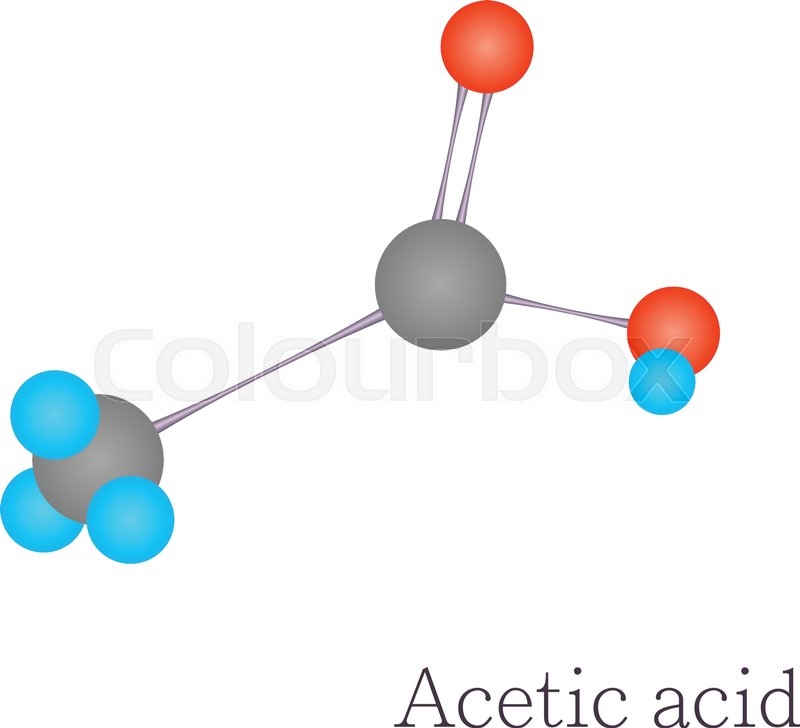 Acetic acid 3D molecule. Cartoon ... | Stock vector | Colourbox