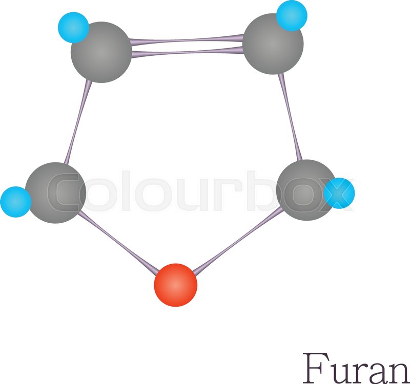 Furan 3D molecule. Cartoon ... | Stock vector | Colourbox