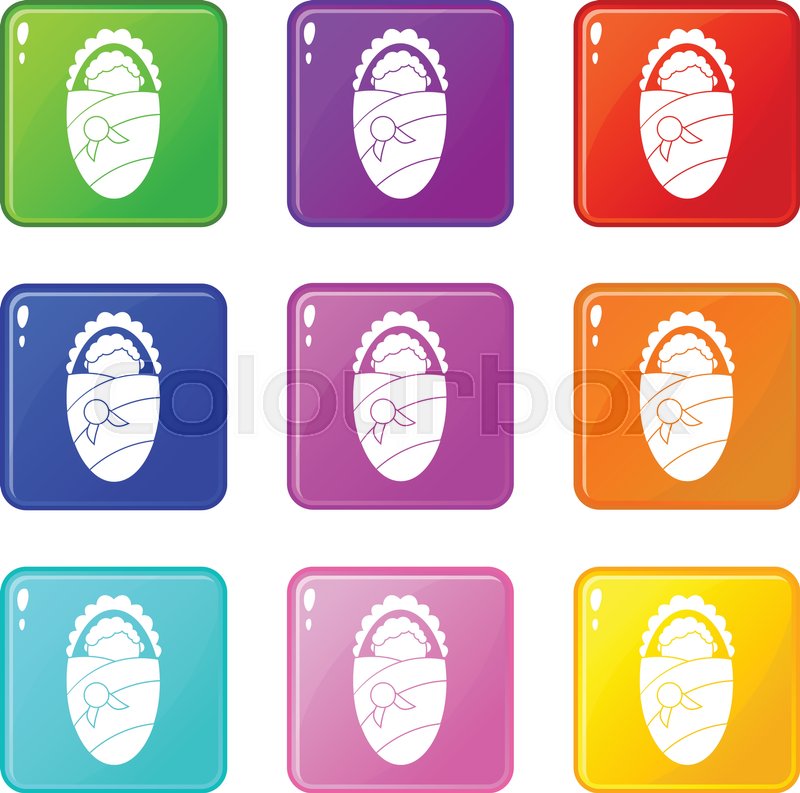 Newborn wrapped in baby blanket icons ... | Stock vector | Colourbox