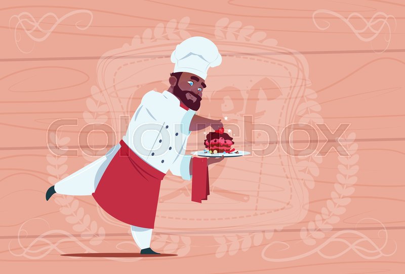 African American Chef Cook Holding ... | Stock vector | Colourbox