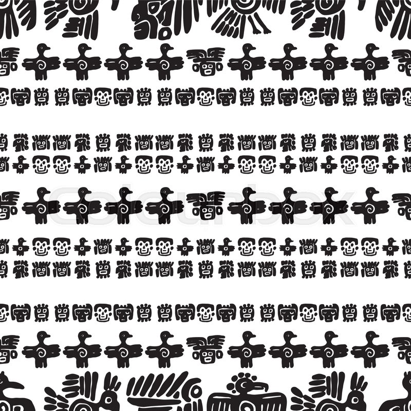 Seamless vector maya pattern. Black ... | Stock vector | Colourbox