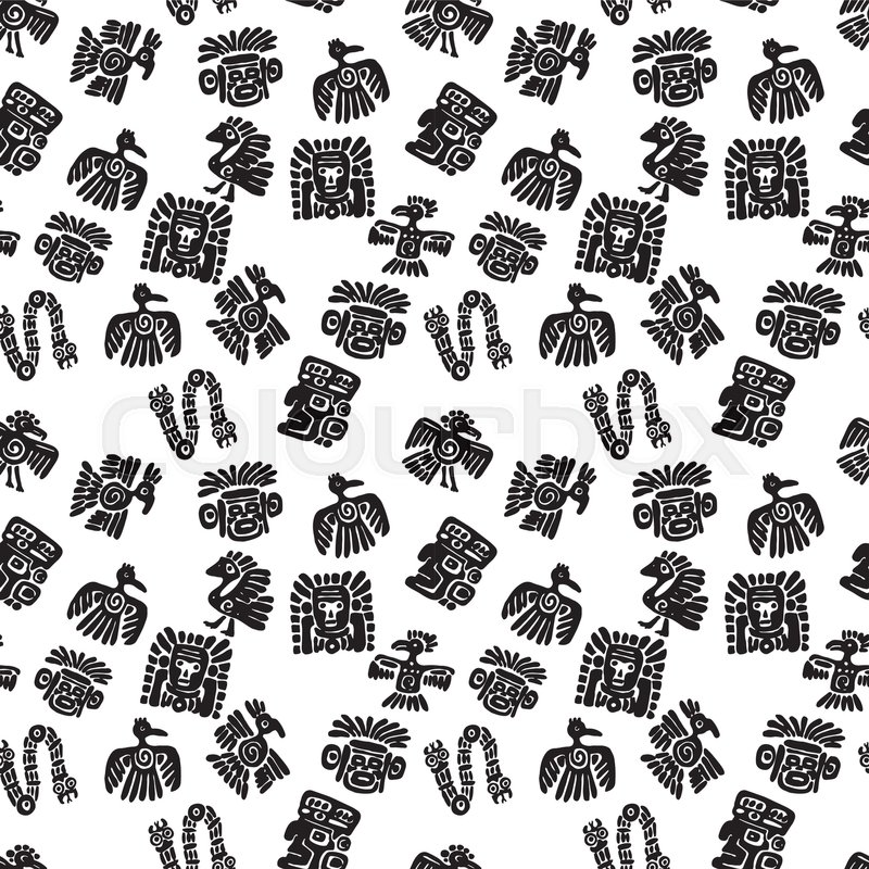 Seamless vector maya pattern. Black ... | Stock vector | Colourbox