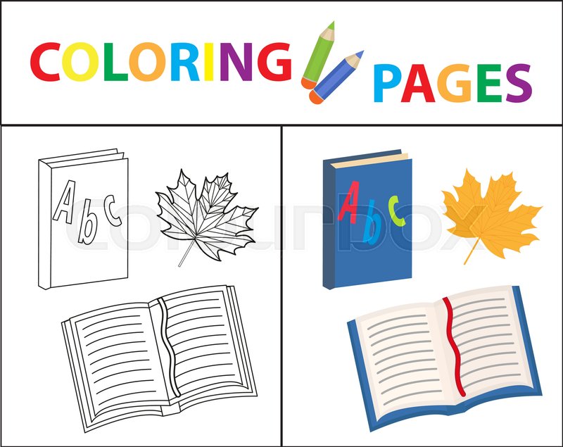 Coloring book page. Back to school ... | Stock vector | Colourbox