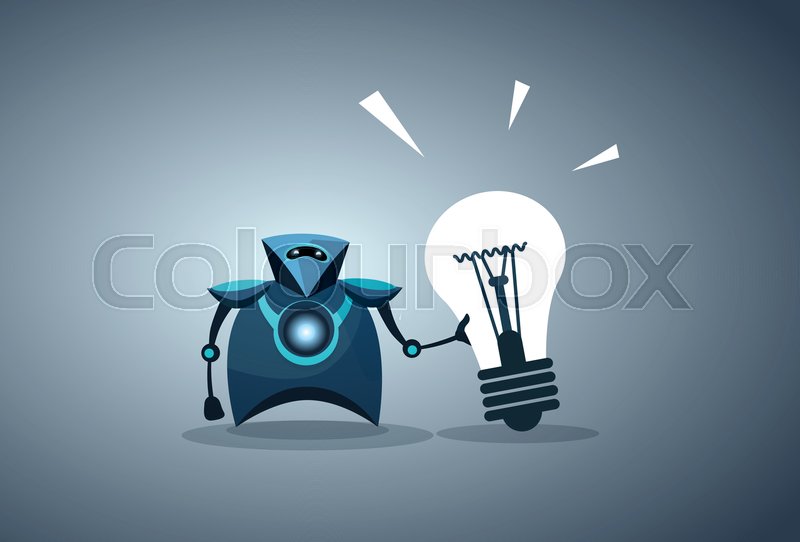 Modern Robot Holding Light Bulb ... | Stock vector | Colourbox
