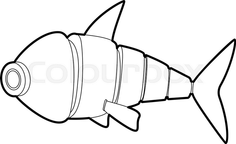 Robot fish icon in outline style ... | Stock vector | Colourbox