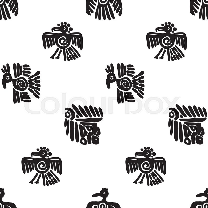 Seamless vector maya pattern. Black ... | Stock vector | Colourbox