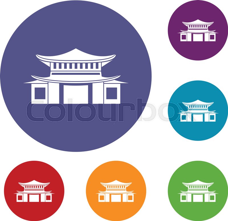 Chinese traditional building. icons ... | Stock vector | Colourbox