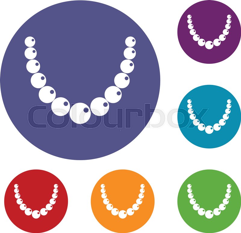Bead icons set in flat circle red, ... | Stock vector | Colourbox