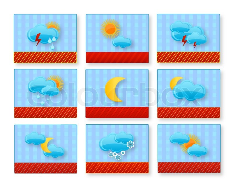 Weather sign set on the textured ... | Stock vector | Colourbox