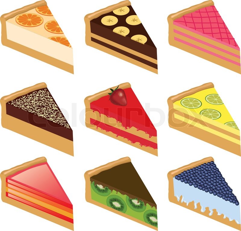 Collection of nine sweet cakes | Stock vector | Colourbox