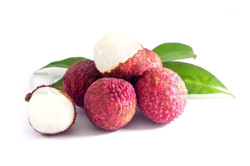 Fresh fruit lychee with green leaf on ... | Stock image | Colourbox