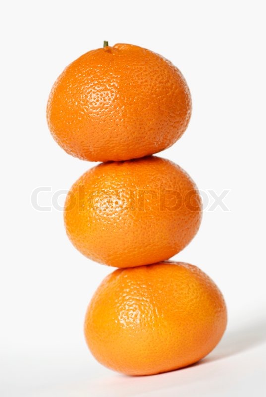 Close-up of a stack of three oranges | Stock image | Colourbox
