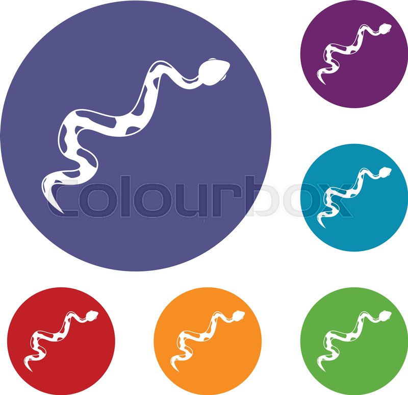 Creeping snake icons set in flat ... | Stock vector | Colourbox