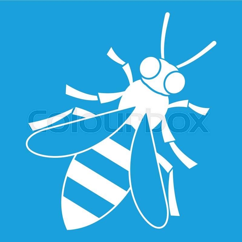 Honey bee icon white isolated on blue ... | Stock vector | Colourbox