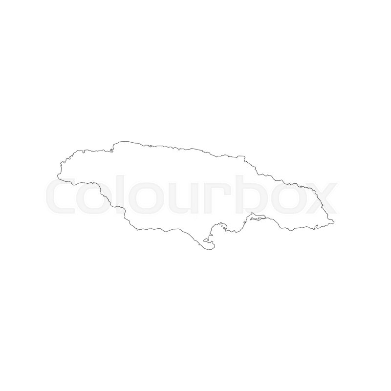 Jamaica map outline on the white ... | Stock vector | Colourbox