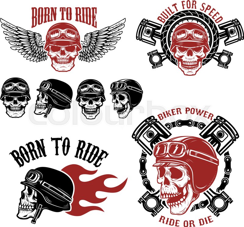 Born to ride. Set of the emblems with ... | Stock vector | Colourbox