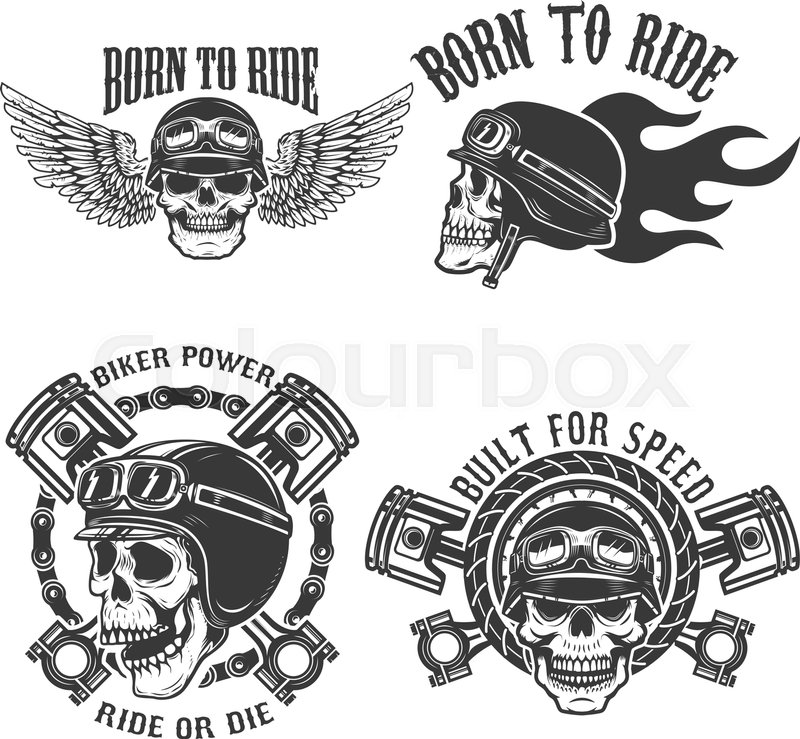 Born to ride. Set of the emblems with ... | Stock vector | Colourbox
