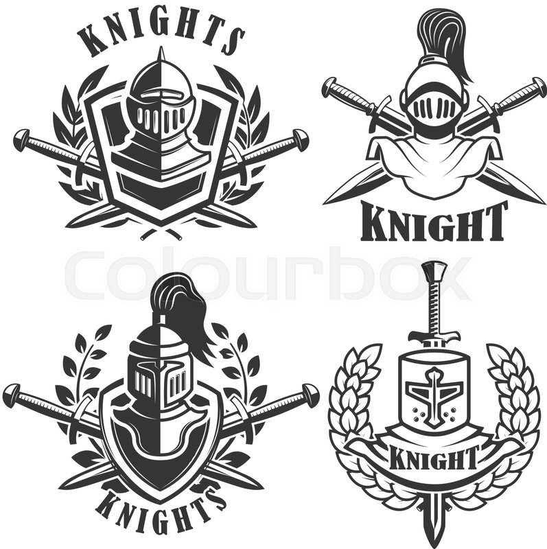 Set of the emblems with knights ... | Stock vector | Colourbox