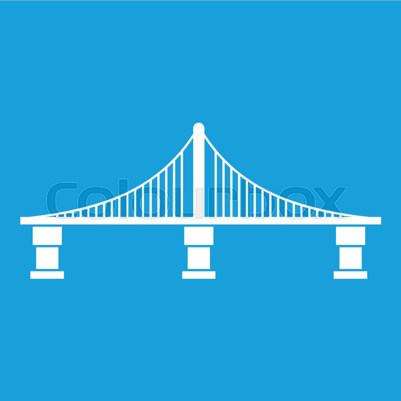 Bridge icon white isolated on blue ... | Stock vector | Colourbox