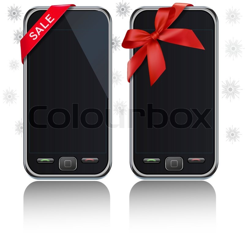 Zwei moderne Touch-Screen- Handys mit ... | Stock-Vektor | Colourbox