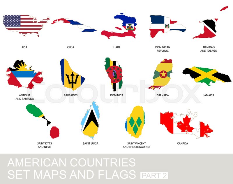American countries set, maps and ... | Stock vector | Colourbox