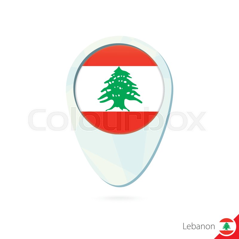 Lebanon flag location map pin icon on ... | Stock vector | Colourbox