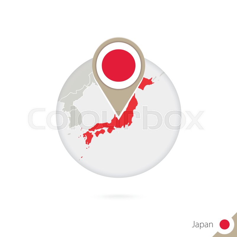 Japan map and flag in circle. Map of ... | Stock vector | Colourbox