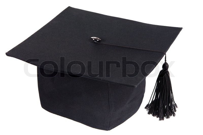 Black graduation cap isolated on white ... | Stock image | Colourbox