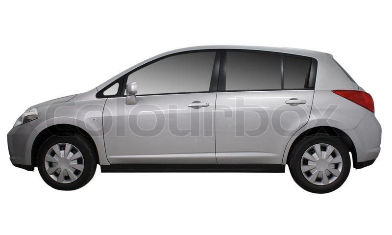 Seitenansicht eines Autos auf weißem ... | Stock Bild | Colourbox