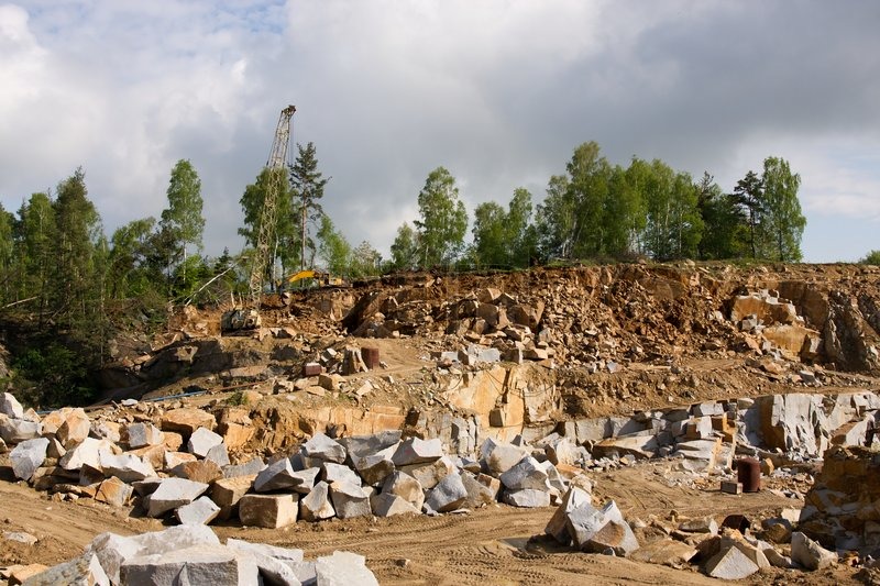 Granite quarry mining in the background ... | Stock image | Colourbox