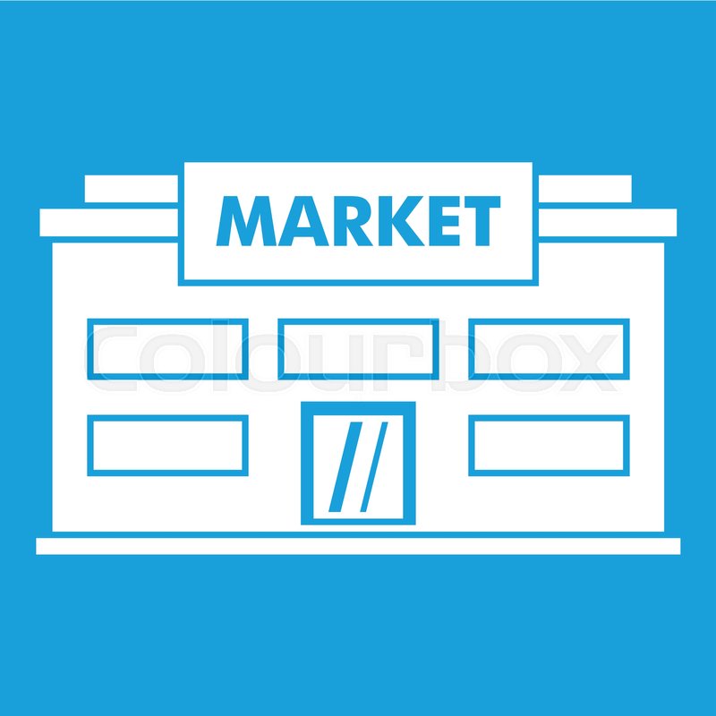 Market icon white isolated on blue ... | Stock vector | Colourbox